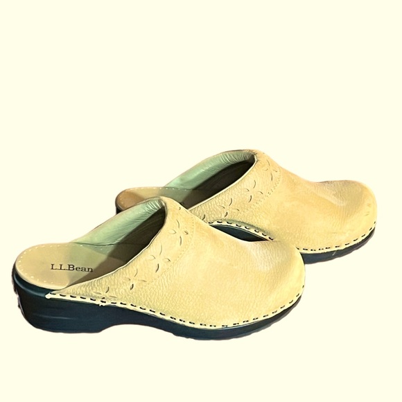 L.L. Bean | Shoes | Ll Bean Tan Slip On Leather Clogs Mules Good ...